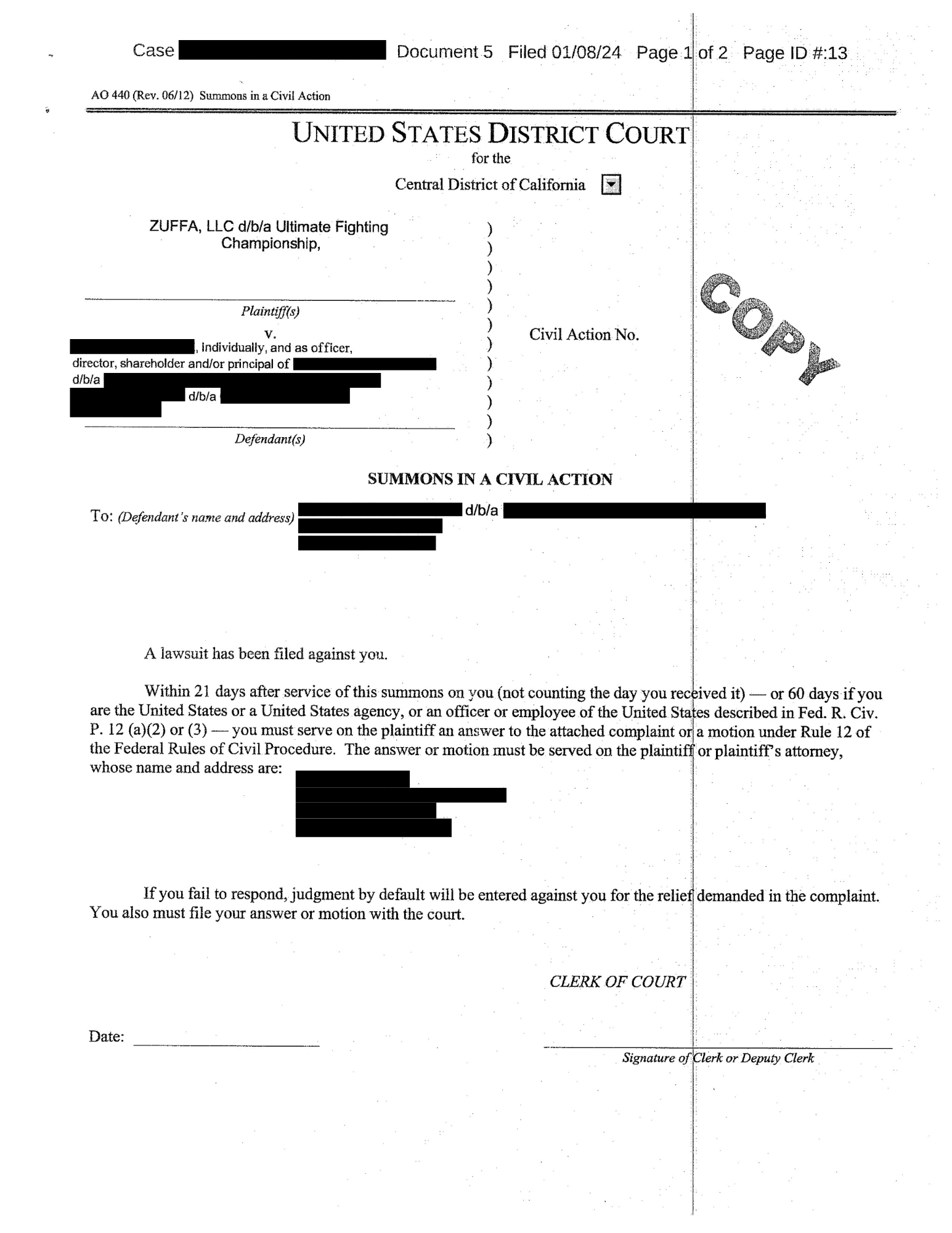 I Received a UFC Subpoena – What Should I Do?